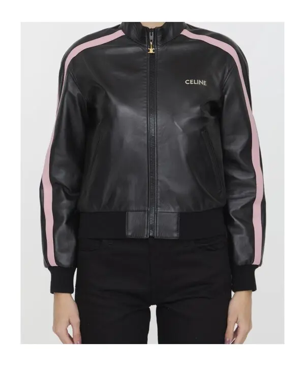 Celine Tracksuit Jacket In Soft Lambskin - Black