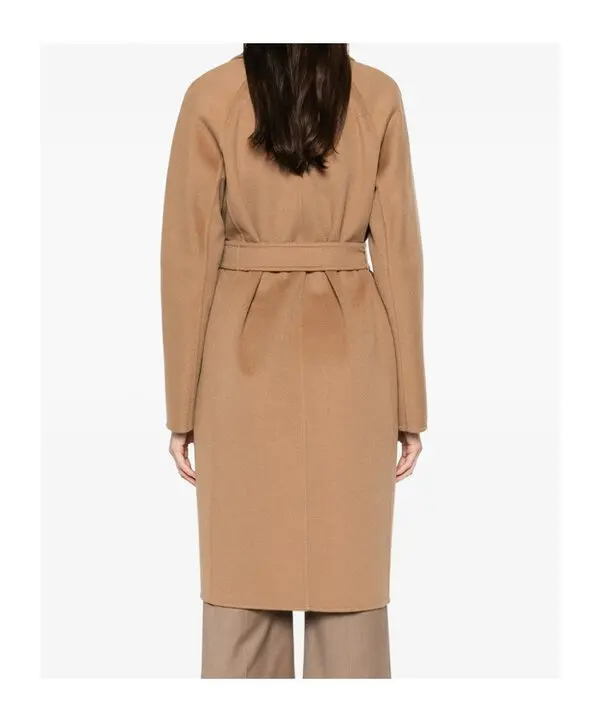 Max Mara Long Sleeved Belted Coat - Pink