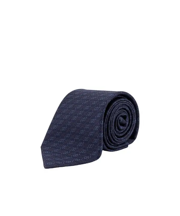 Gucci Gg Silk Jacquard Neck Tie - Blue And Light Blue