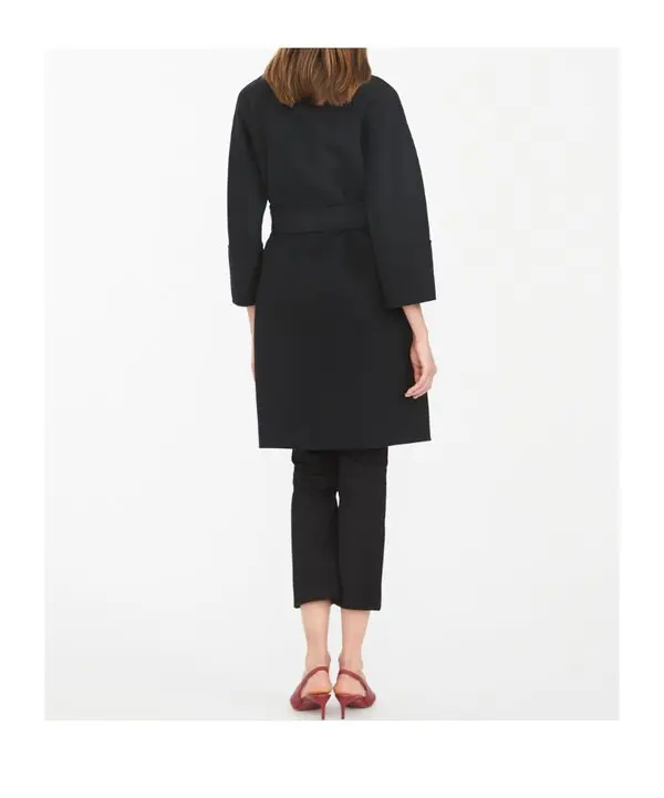 Max Mara Belted Long-sleeved Coat - Black