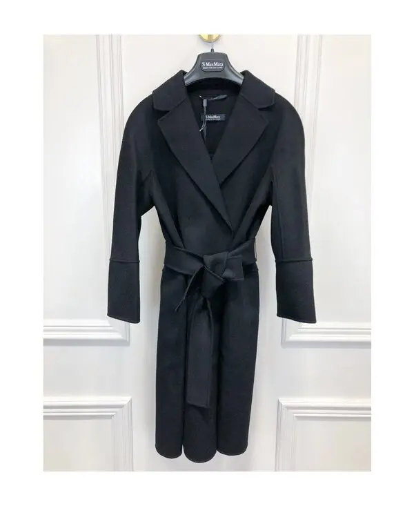Max Mara Belted Long-sleeved Coat - Black