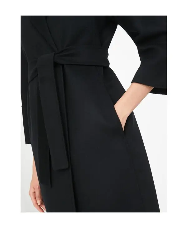 Max Mara Belted Long-sleeved Coat - Black