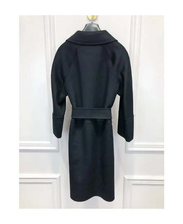 Max Mara Belted Long-sleeved Coat - Black