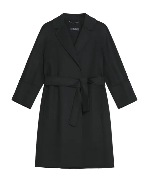 Max Mara Belted Long-sleeved Coat - Black