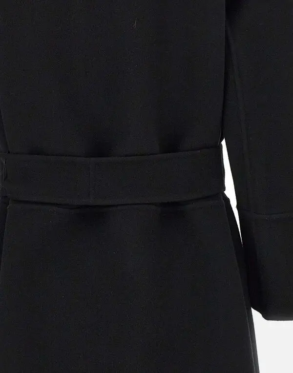 Max Mara Belted Long-sleeved Coat - Black