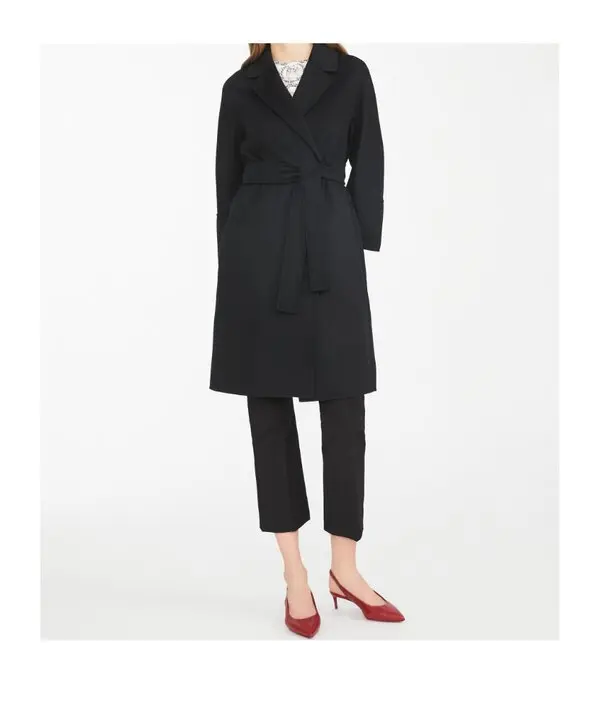 Max Mara Belted Long-sleeved Coat - Black