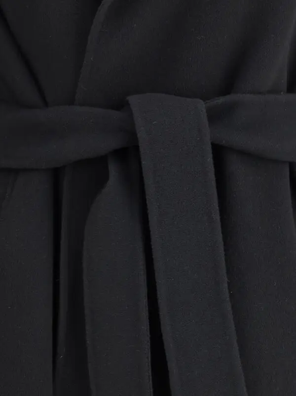 Max Mara Belted Long-sleeved Coat - Black