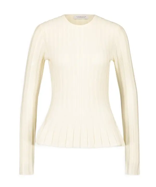 Gabriela Hearst Werner Ribbed Knit Long Sleeve Top - Ivory
