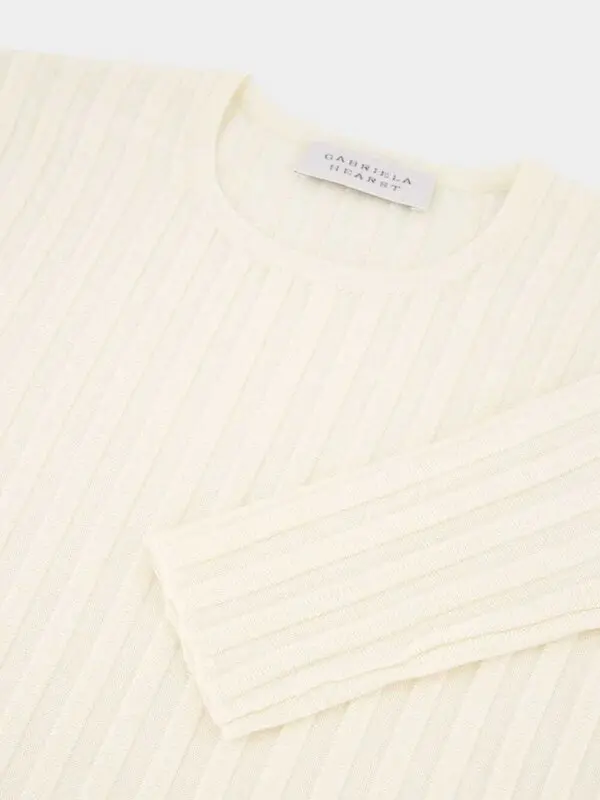 Gabriela Hearst Werner Ribbed Knit Long Sleeve Top - Ivory