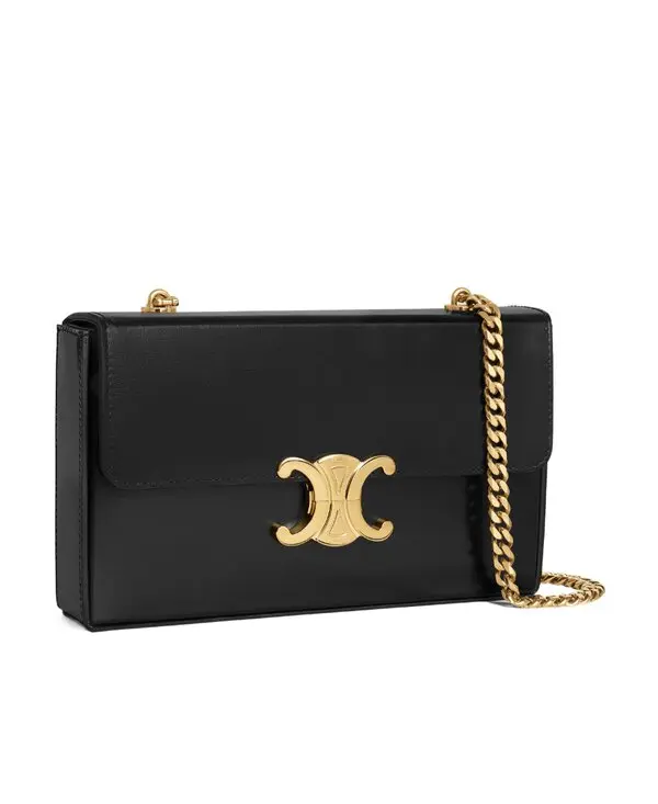 Celine Chain Box Triomphe Bag In Shiny Calfskin