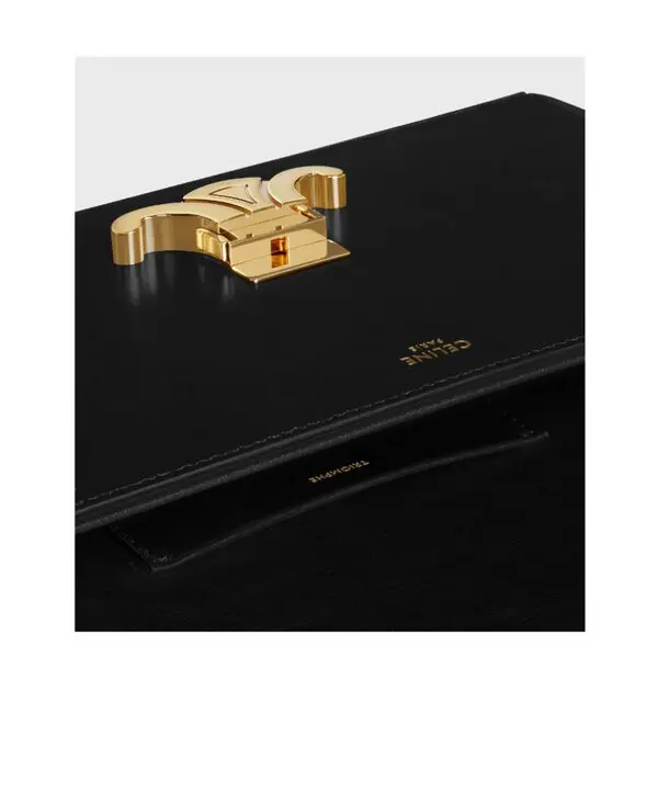 Celine Chain Box Triomphe Bag In Shiny Calfskin