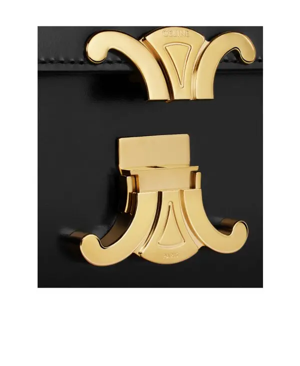 Celine Chain Box Triomphe Bag In Shiny Calfskin
