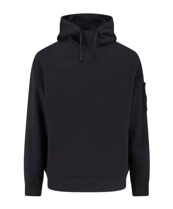 C.P. COMPANY Lens-detailed Drawstring Hoodie - Black