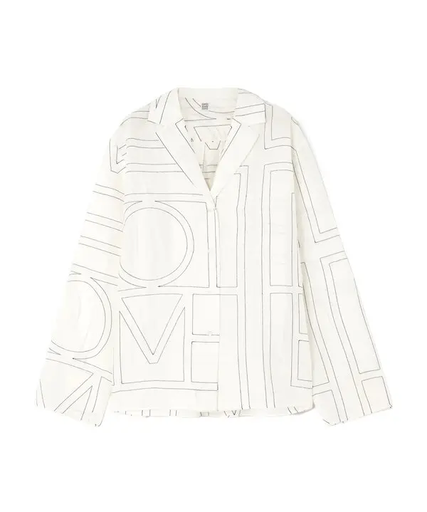 TOTEME Monogram Print Pyjama Top - White