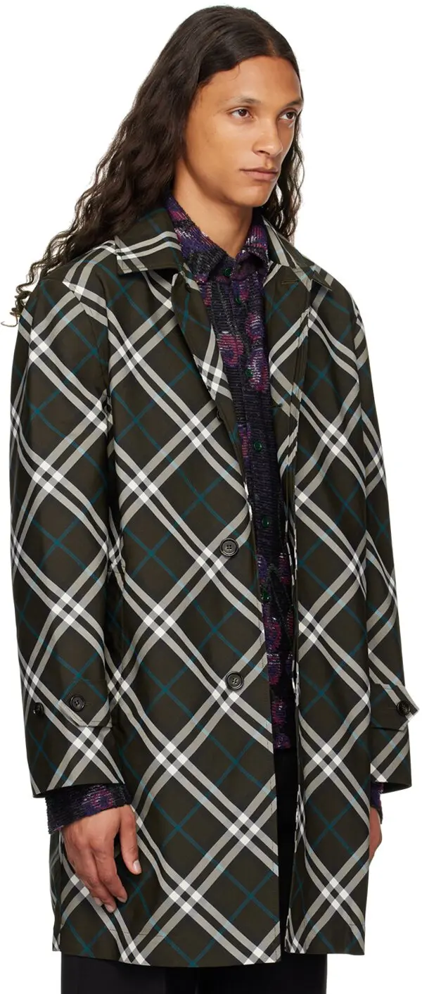 Burberry Long Sleeved Checked Trench Coat