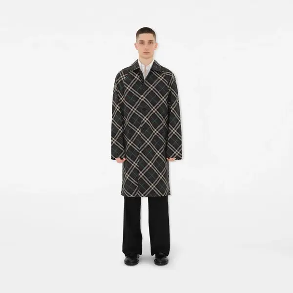 Burberry Long Sleeved Checked Trench Coat