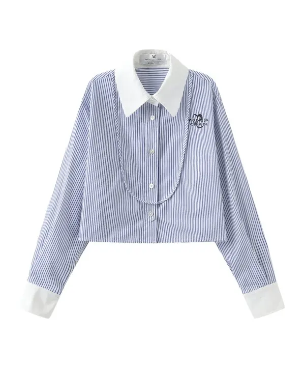 Marissa Chiara Long Sleeve Striped Shirt With Lapel Collar