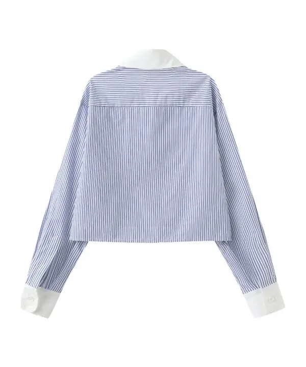 Marissa Chiara Long Sleeve Striped Shirt With Lapel Collar