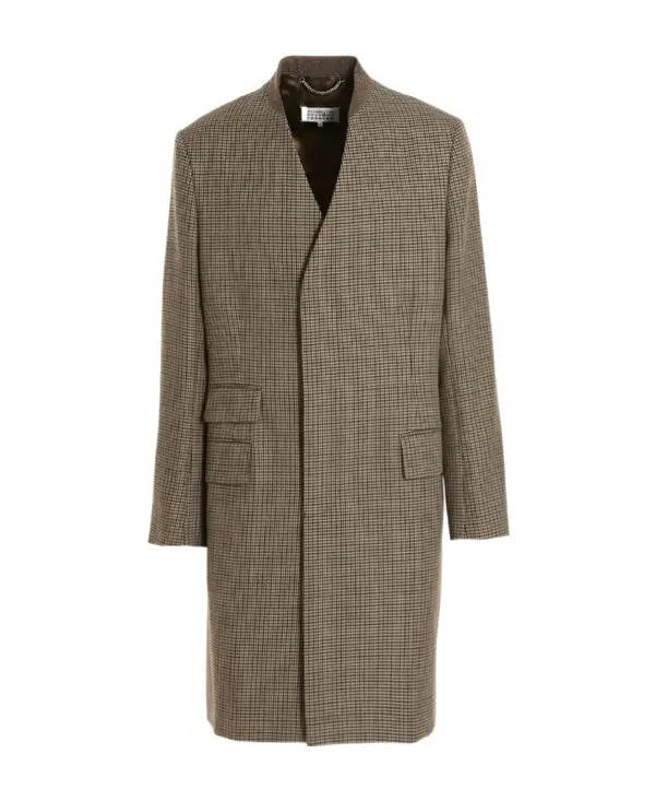 MAISON MARGIELA Checked Single-breasted Wool Coat - Brown