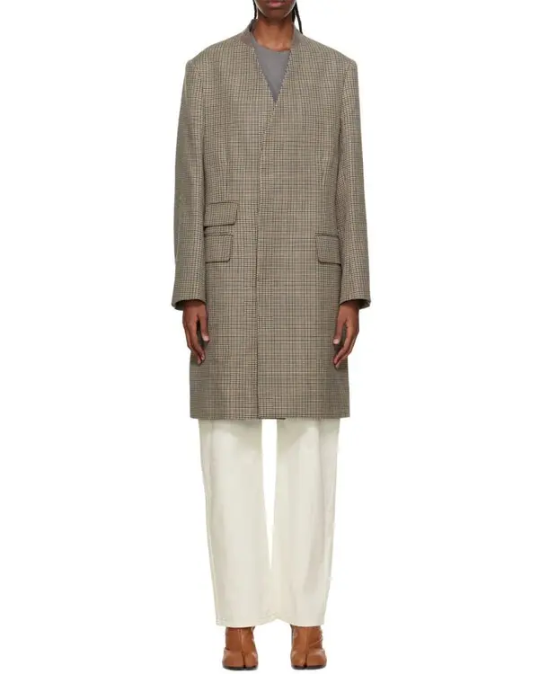 MAISON MARGIELA Checked Single-breasted Wool Coat - Brown