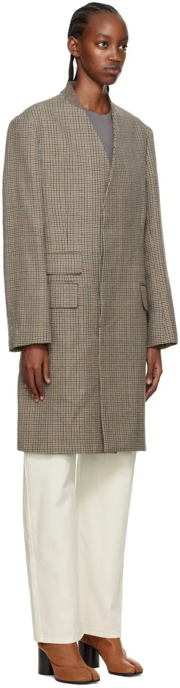 MAISON MARGIELA Checked Single-breasted Wool Coat - Brown