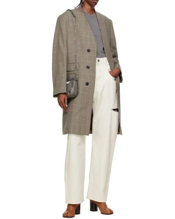 MAISON MARGIELA Checked Single-breasted Wool Coat - Brown