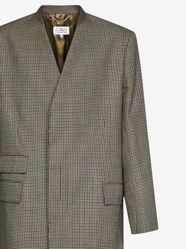 MAISON MARGIELA Checked Single-breasted Wool Coat - Brown