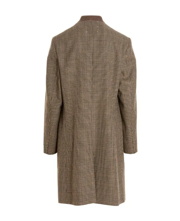 MAISON MARGIELA Checked Single-breasted Wool Coat - Brown