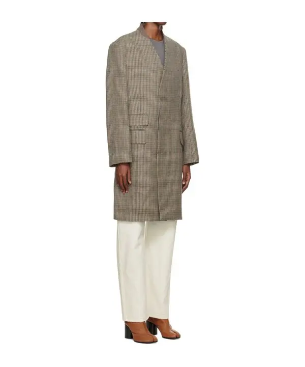 MAISON MARGIELA Checked Single-breasted Wool Coat - Brown