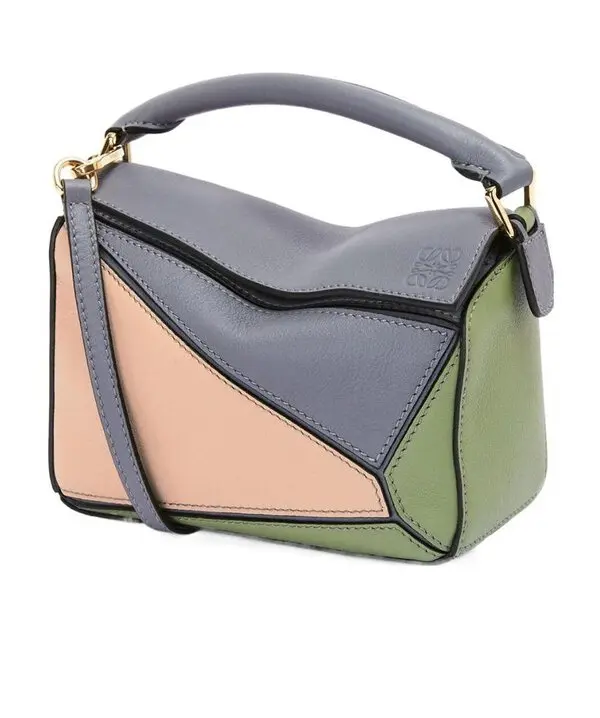 Loewe Mini Puzzle Bag In Classic Calfskin - Gray