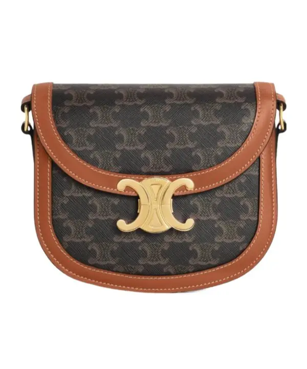 Celine Triomphe Canvas And Calfskin Teen Besace - Tan