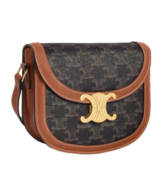 Celine Triomphe Canvas And Calfskin Teen Besace - Tan