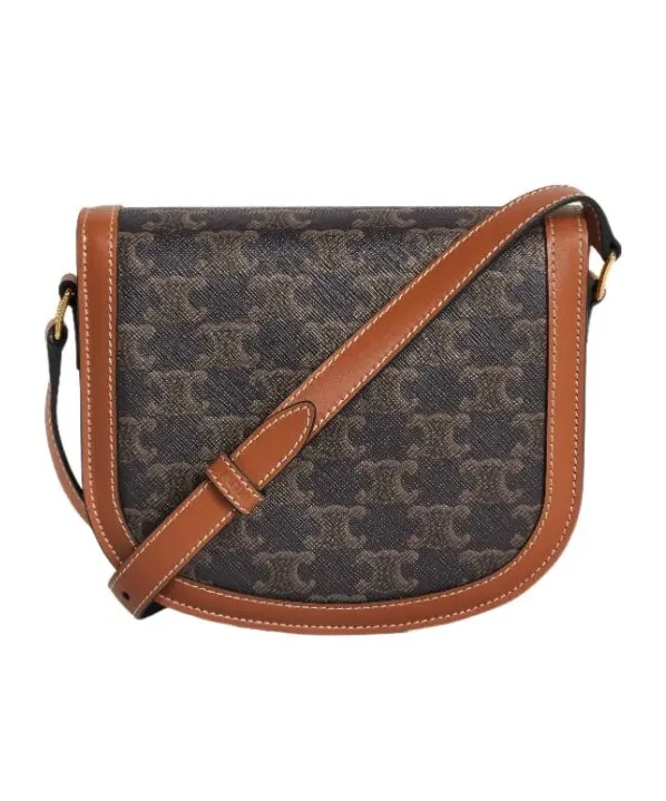 Celine Triomphe Canvas And Calfskin Teen Besace - Tan