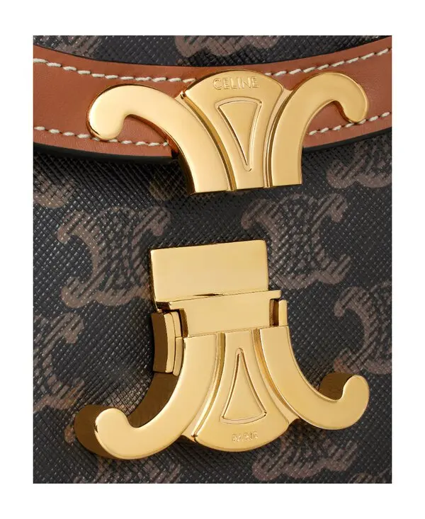 Celine Triomphe Canvas And Calfskin Teen Besace - Tan
