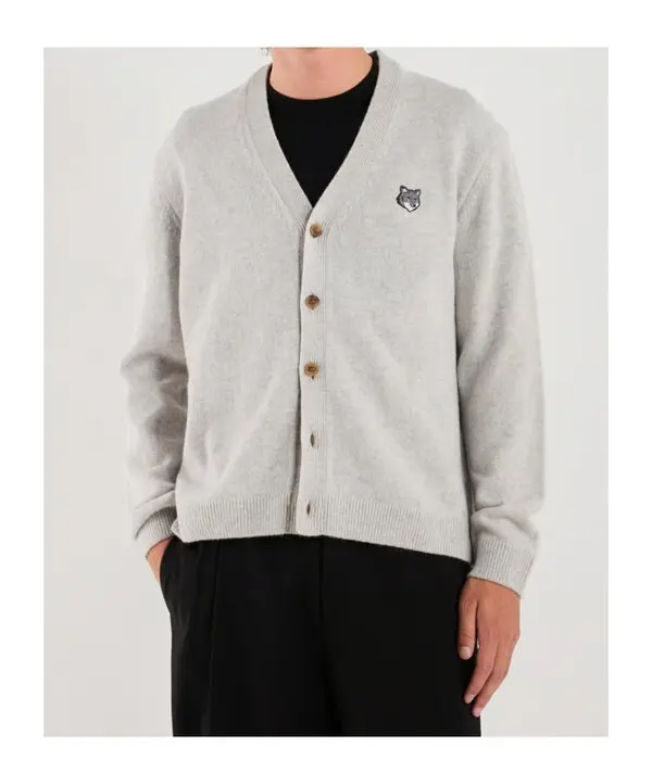 Maison Kitsuné Fox Head Comfort Cardigan - Grey