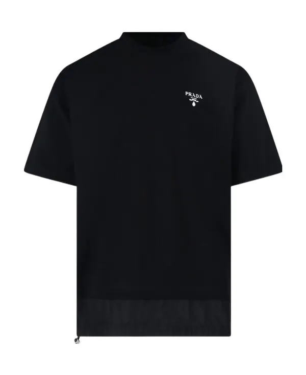 Prada Jersey And Re-nylon T-shirt - Black