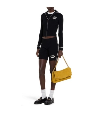 Gucci Ribbed Zip Jacket With Interlocking G Intarsia