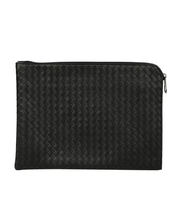 Bottega Veneta Nero Intrecciato Small Document Case - Black