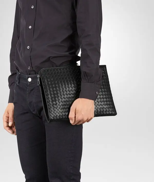 Bottega Veneta Nero Intrecciato Small Document Case