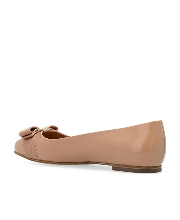 FERRAGAMO Varina Ballet Flats With Iconic Bow Detail - Brown