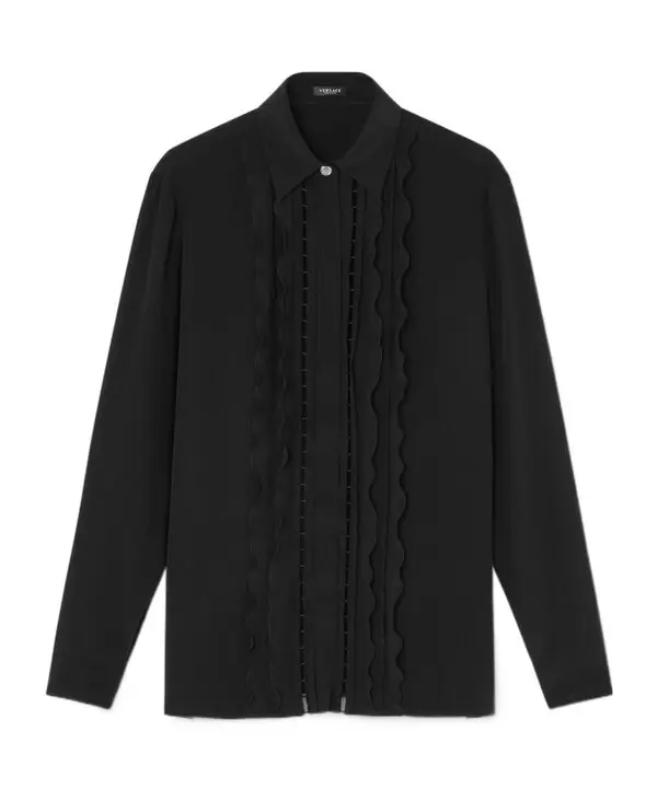 Versace Ruffled Medusa Button Long-sleeve Shirt
