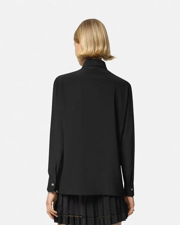 Versace Ruffled Medusa Button Long-sleeve Shirt