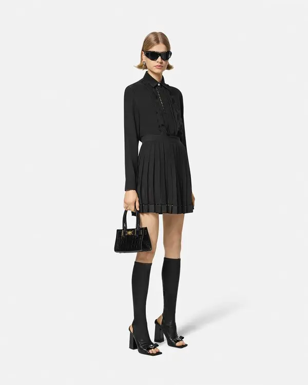 Versace Ruffled Medusa Button Long-sleeve Shirt