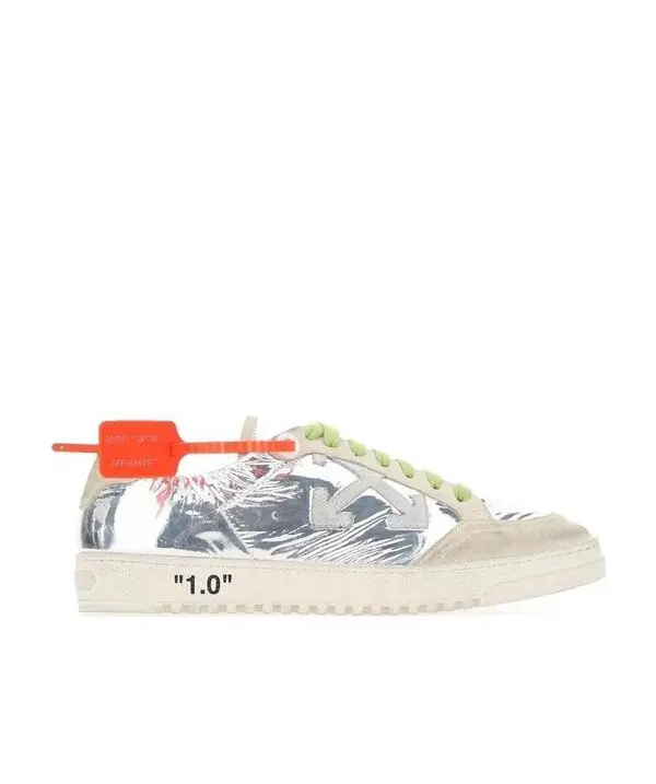 Off-White Arrow 2.0" Metallic Low Top Sneakers - White
