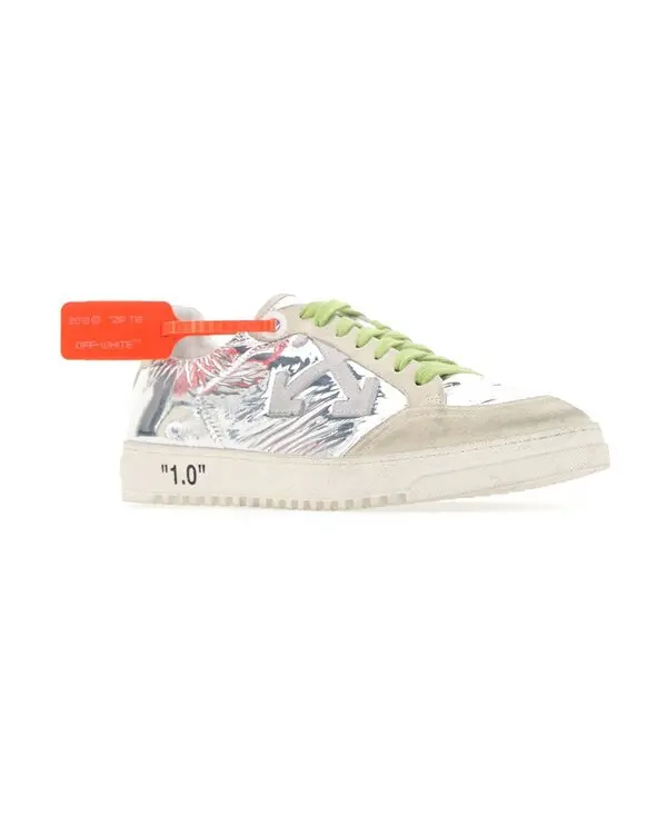 Off-White Arrow 2.0" Metallic Low Top Sneakers - White