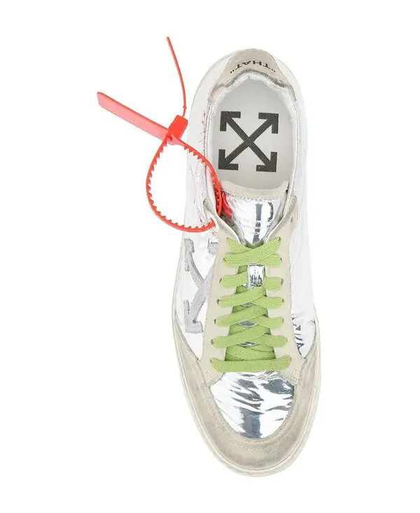 Off-White Arrow 2.0" Metallic Low Top Sneakers - White