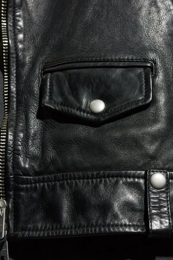 ALLSAINTS Classic Leather Biker Jacket With Metal Snaps