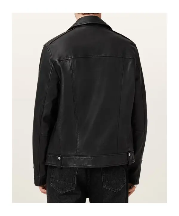 ALLSAINTS Classic Leather Biker Jacket With Metal Snaps