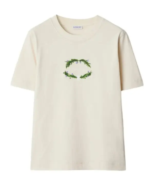 Burberry Logo Embroidered Crewneck T-shirt - Tundra Color