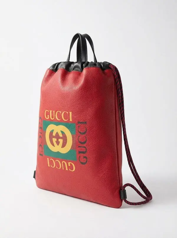 Gucci Logo Printed Backpack - Red